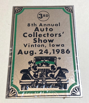 Car Plate Plaque 3rd 8th Annual Auto Collectors' Show Vinton Iowa Aug ...