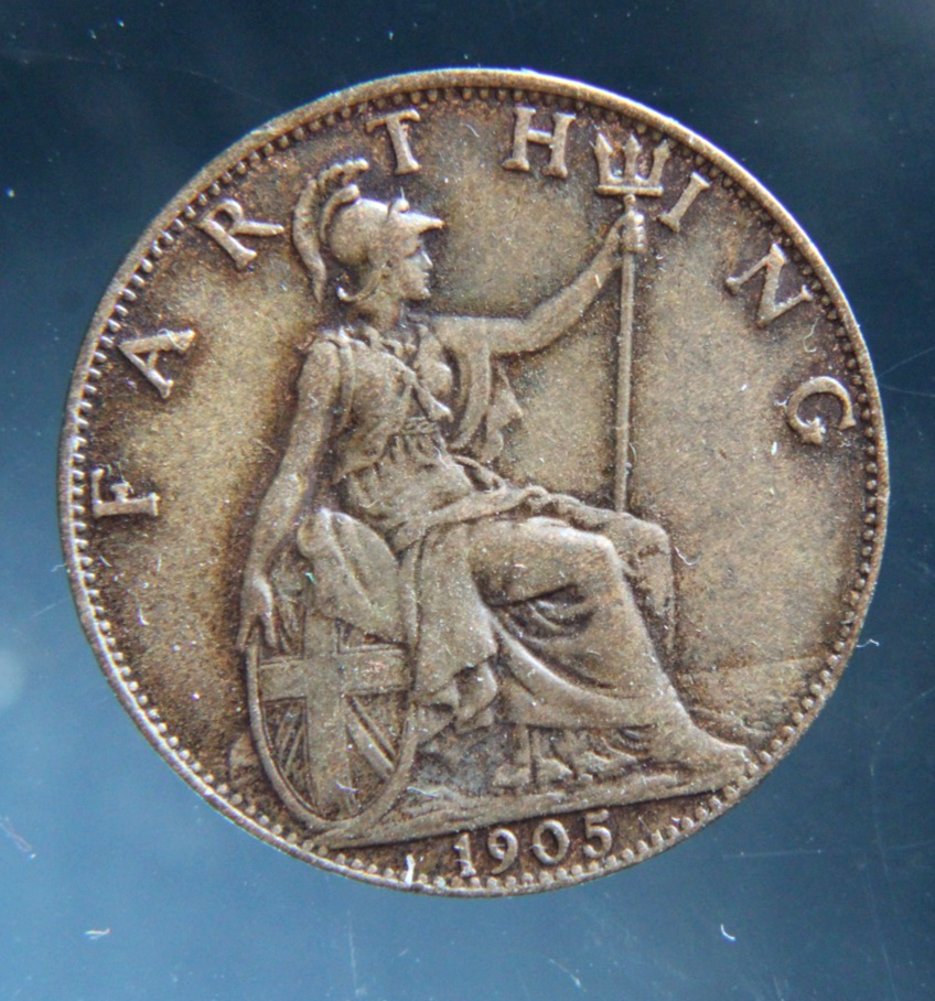 Great Britain, Farthing, 1905 bronze coin, Edward VII, Better Grade | eBay