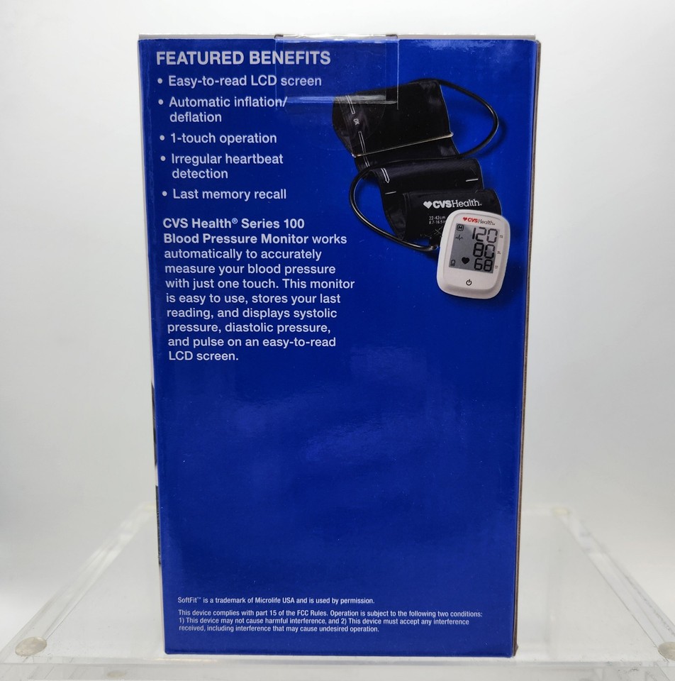 CVS Health Blood Pressure Monitor, Upper Arm Series 100 SoftFit Cuff ...