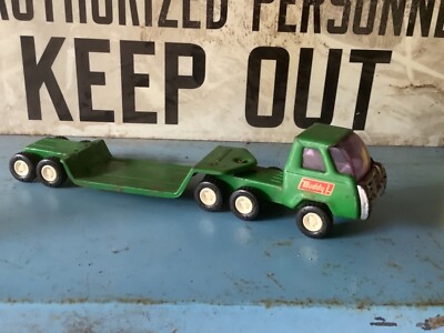 Buddy L Tractor Trailer Truck flatbed Lowboy Pressed Steel Toy Truck ...