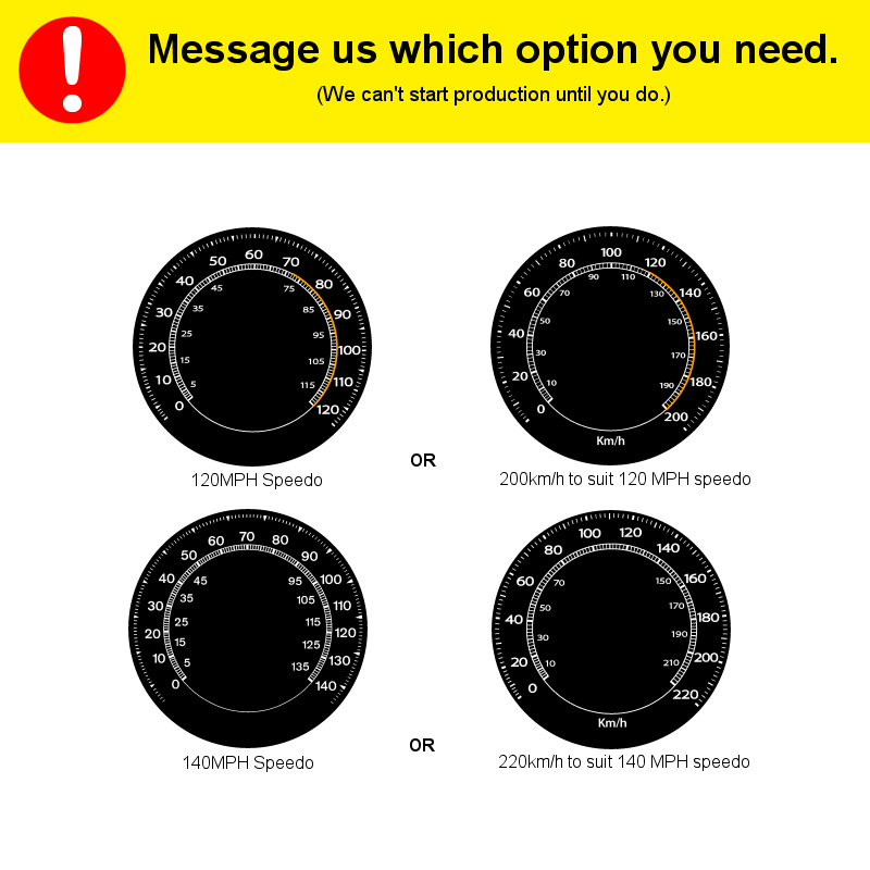 Plastic BLACK DECALS for Ford Mustang 69-70 KMH MPH gauge speedo ...