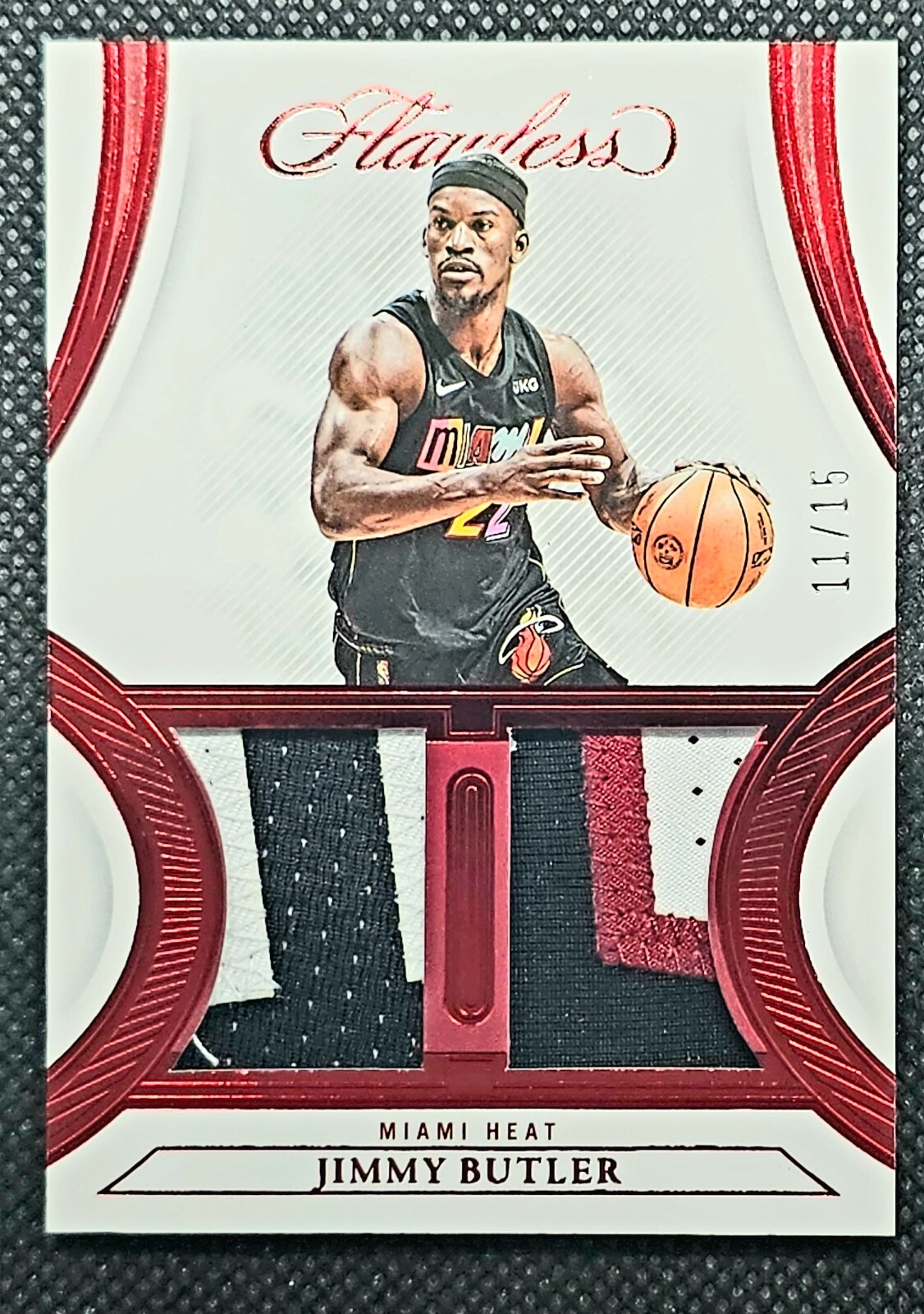 2021-22 PANINI FLAWLESS JIMMY BUTLER TRI-COLOR DUAL PATCH! GAME WORN ...