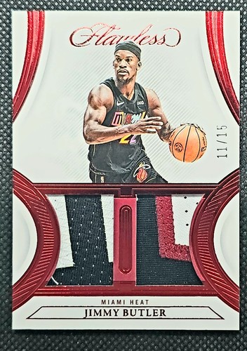 2021-22 PANINI FLAWLESS JIMMY BUTLER TRI-COLOR DUAL PATCH! GAME WORN ...