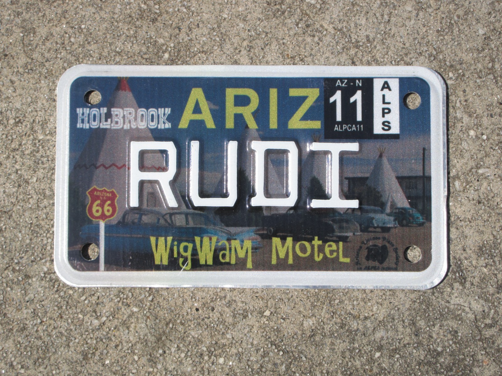 2011 Arizona ALPCA Motorcycle License Plate Holbrook AZ Wigwam Motel | eBay