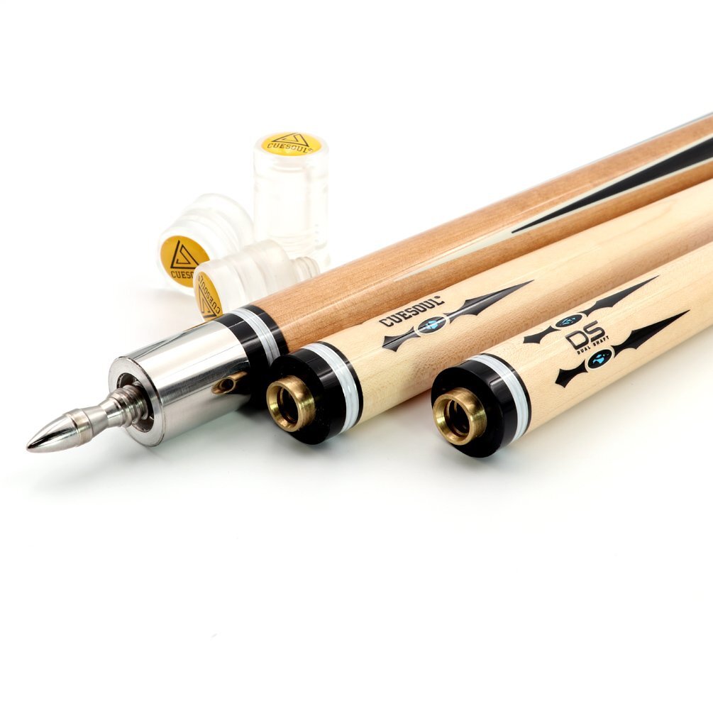 CUESOUL 58" 19oz DS Maple Pool Cue Stick Set with 2 Shaft,13mm Tip with ...