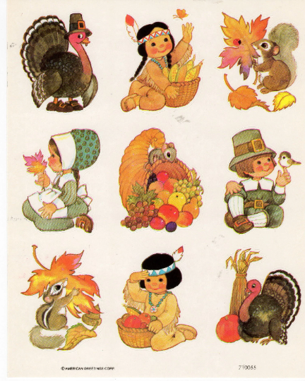 American Greetings AGC Stickers - Thanksgiving Pilgrims Indians 2 ...
