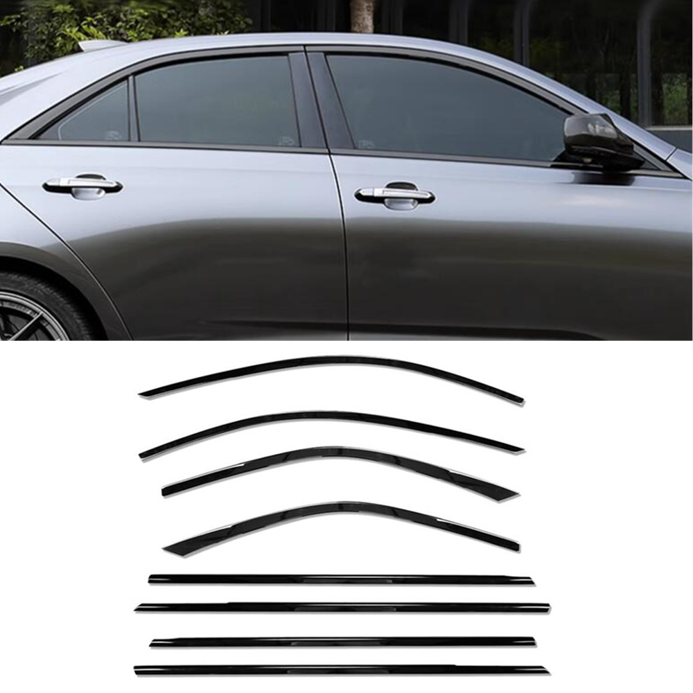 Bright black stainless Window Strip Cover Trim 8pcs for Cadillac CT4 ...