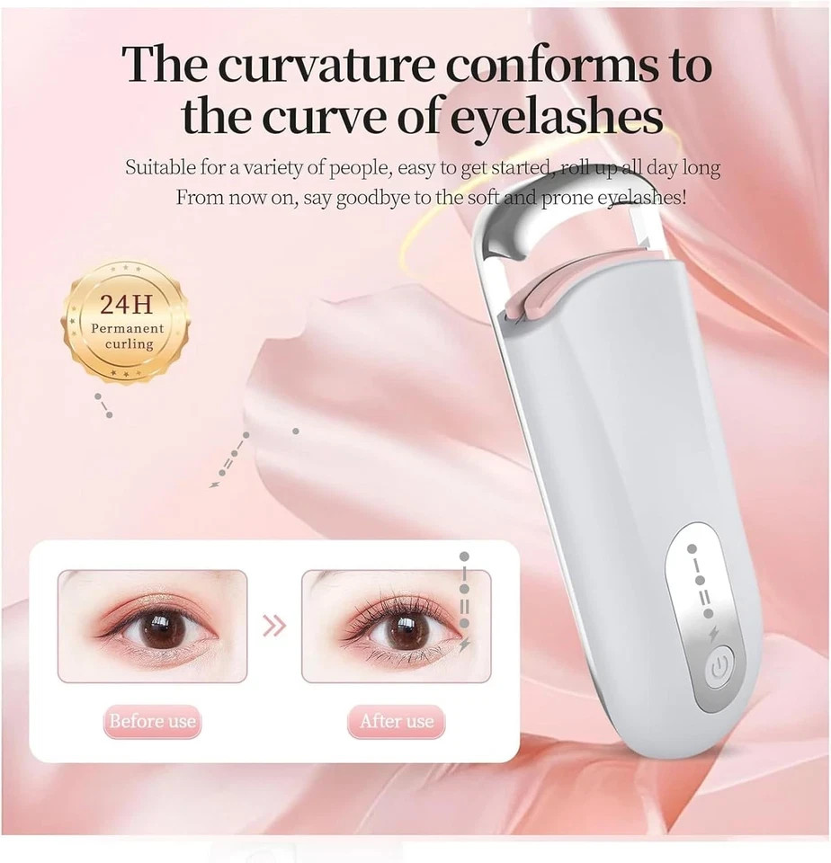 Heated Eyelash Curler for Natural Lashes 2-Level Adjustable Temperature ...