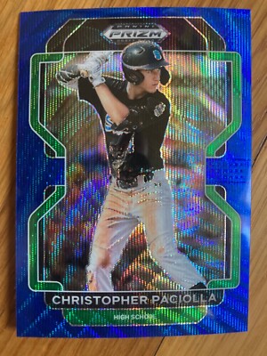 2022 Prizm Draft Picks Baseball Blue Wave #PDP86 Christopher Paciolla ...