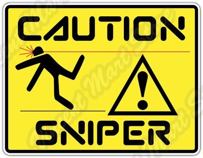 Caution Sniper Killer Assassin Kill Funny Car Bumper Vinyl Sticker ...
