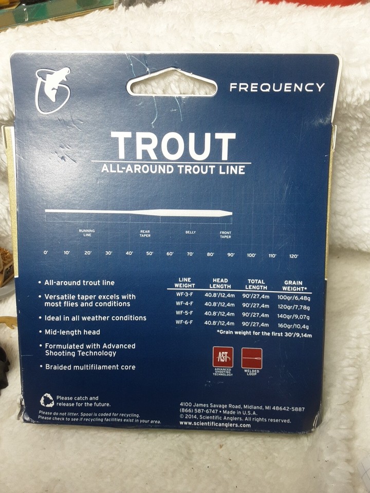 Scientific Anglers Frequency Trout Fly Line - Buckskin - All Sizes. T8 ...