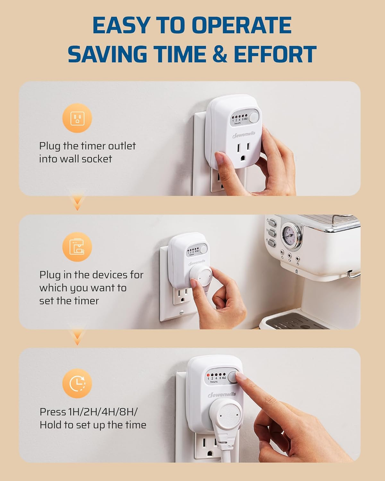 Edishine Indoor Countdown Timer Outlet, Timers for Electrical Outlets,1 ...