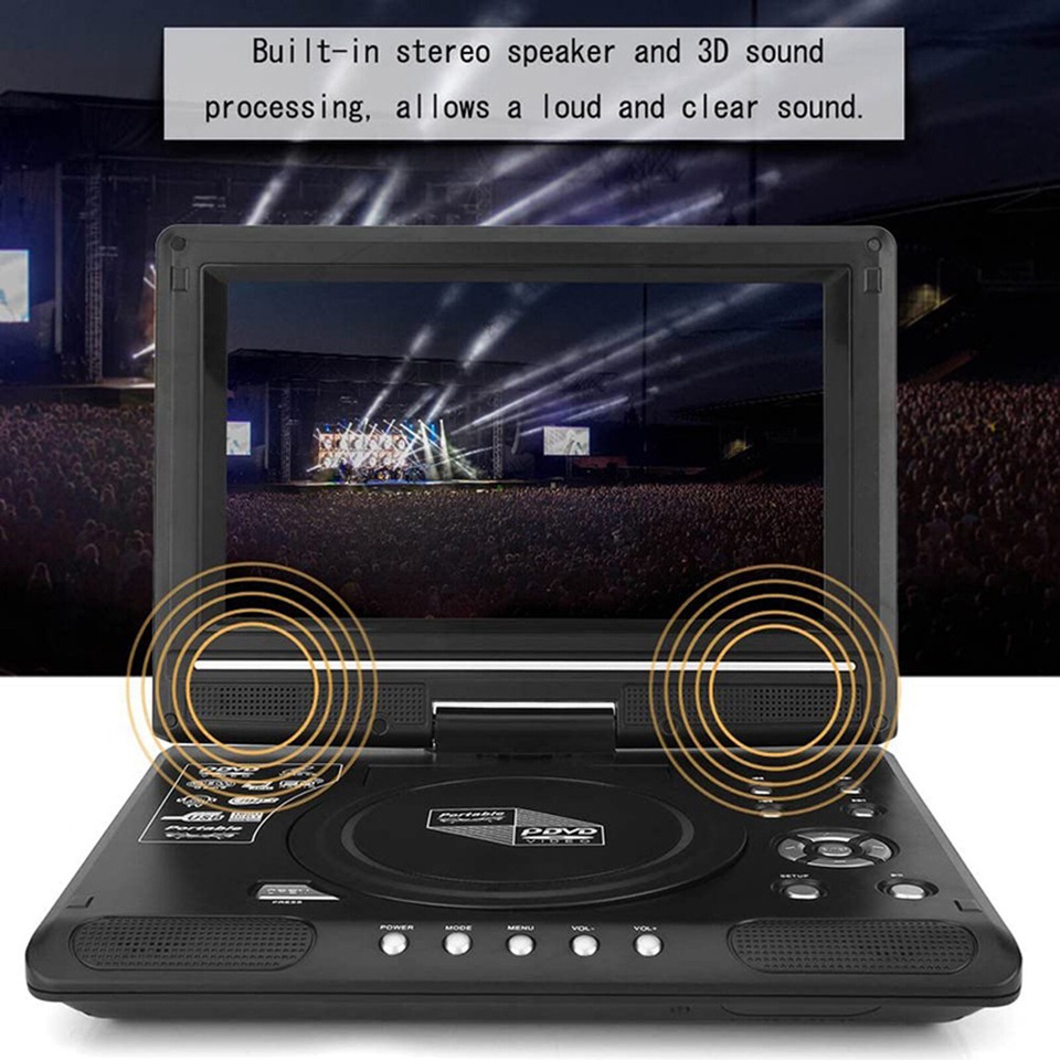 NEW Portable DVD Player HD CD TV Player 270° LCD Widescreen Card Reader ...