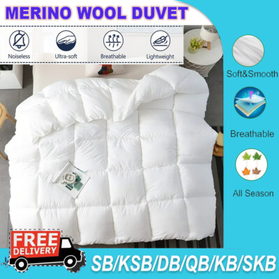 Comfort 100% Australia Wool Duvet Quilt Doona 350/500/700GSM Winter ...