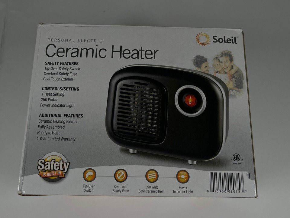 Soleil MH-08B Electric Ceramic 250W Mini Heater - Black 815900020757| eBay