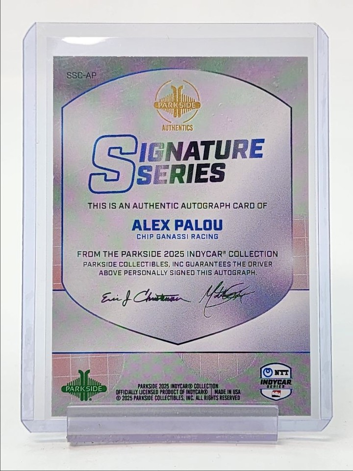 ALEX PALOU 2025 PARKSIDE INDYCAR SIGNATURE SERIES AUTOGRAPH AUTO Q4664 ...
