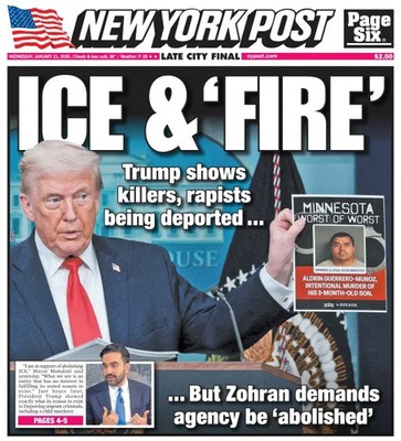 ICE & FIRE DONALD TRUMP DEPORTS WORST OF WORST ZO ABOLISH ICE NY POST 1 ...