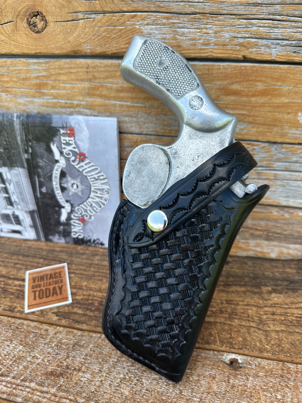 Vintage Tex Shoemaker 11S Black Basket Leather OWB Holster For S&W K ...