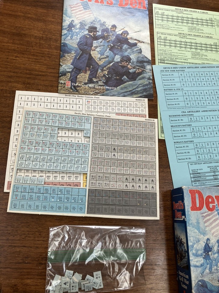 Devil's Den American Civil War Game Battle Gettysburg Avalon Hill 1985 ...