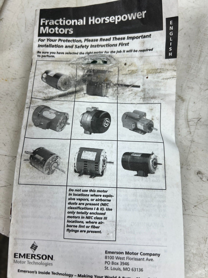 👀 NEW EMERSON 3/4 HP 8904 BLOWER MOTOR 115V 1075 RPM/3 1Ø 48Y FR ...