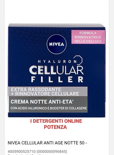 NIVEA CREMA NOTTE ANTI ETÀ INTENSIVA 50 ML CON ACIDO IALURONICO E ...