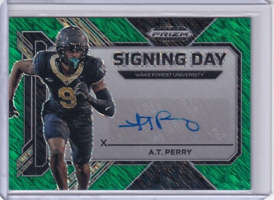 A.T. Perry 2023 Panini Prizm Draft Picks Green Shimmer Prizm Signing ...