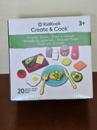 Kidkraft Create & Cook 20 Piece Wooden Plastic Avocado Toast Play Set ...