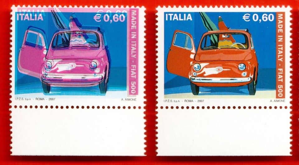 ITALY FIAT 500 ERROR!! VF NH YELLOW Color Omitted Error - variety ...