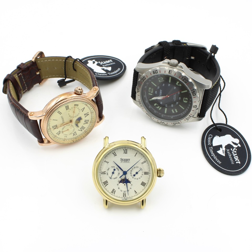 Stauer Stuhrling Automatic Quartz Skeleton Back Wristwatches Lot of 7 # ...
