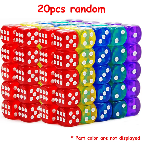 20Pcs 14Mm Acrylic Color Transparent Dice round Angle Point Dice Points ...