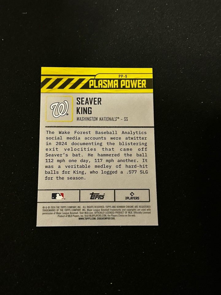 SEAVER KING 2024 BOWMAN CHROME DRAFT PLASMA POWER BASEBALL #pp-9 | eBay