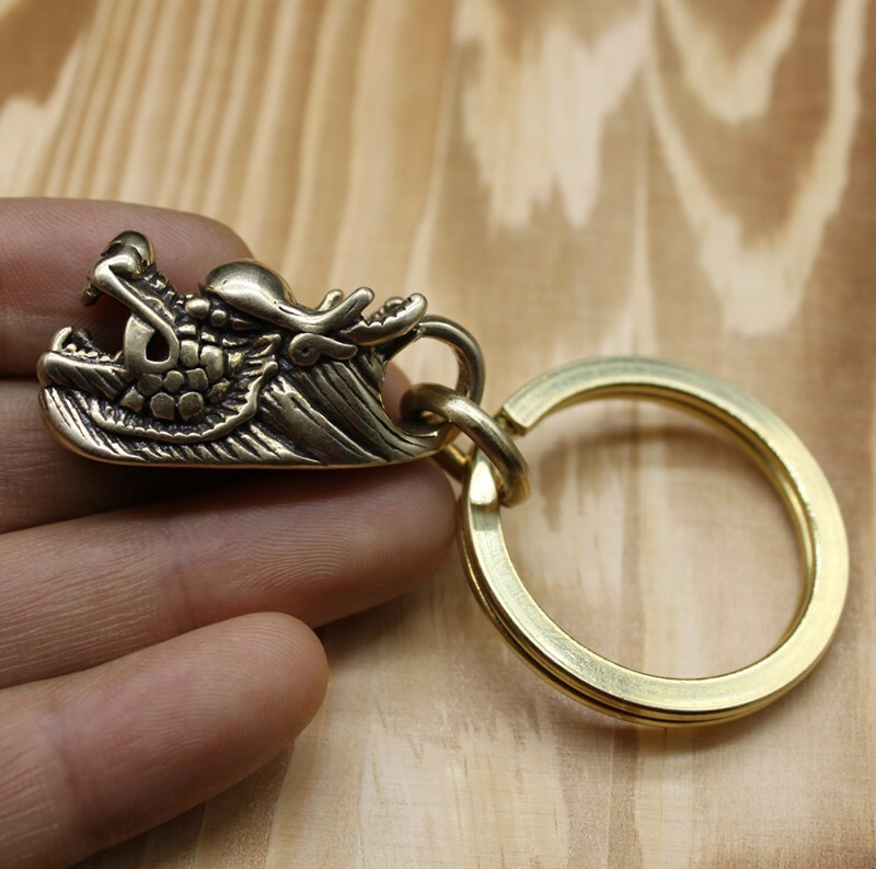 1 Pc Solid Brass Dragon Keychain Keyring Brass Keychain Pendant ...