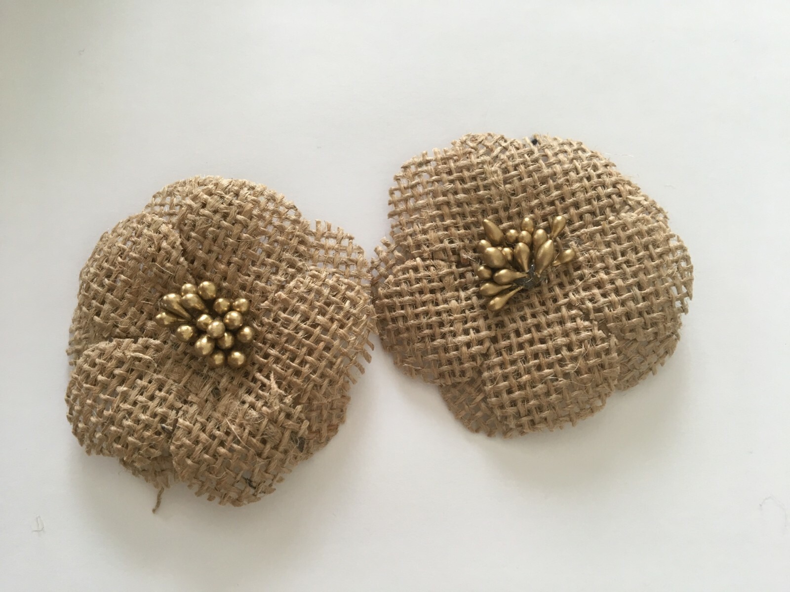 2 Handmade Burlap Flowers for Rustic Country Chic Wedding Decorations ...