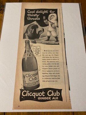 Vintage 1943 Clicquot Club Ginger Ale Eskimo Boy With Walrus ad | eBay
