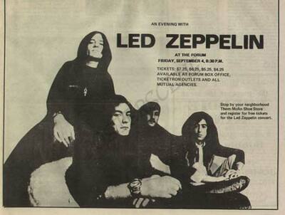 LED ZEPPELIN LOS ANGELES 1970 FORUM CONCERT NEWSPAPER AD ORIGINAL | eBay