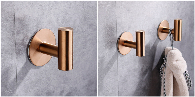 Brushed Rose Gold Towel Robe Hook Wall Holder Hanger Bathroom Accessory ...