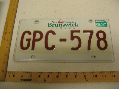 2007 07 NEW BRUNSWICK CANADA LICENSE PLATE #GPC 578 NATURAL STICKER | eBay