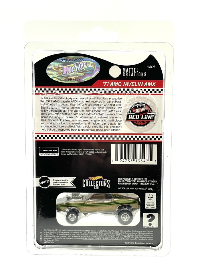 Hot Wheels Red Line Club RLC '71 AMC Javelin AMX Street Freak (Root ...