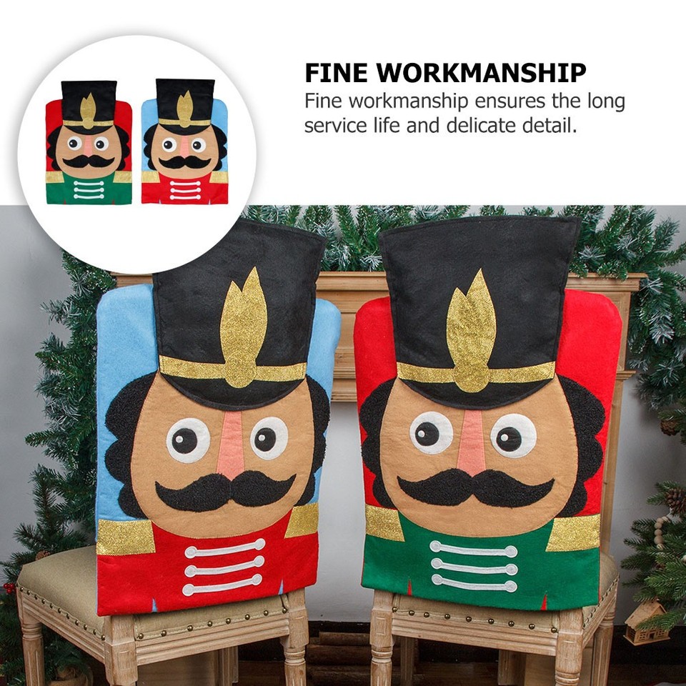 2 Pcs Dining Chair Seat Covers Nut Crackers Christmas Slipcovers | eBay