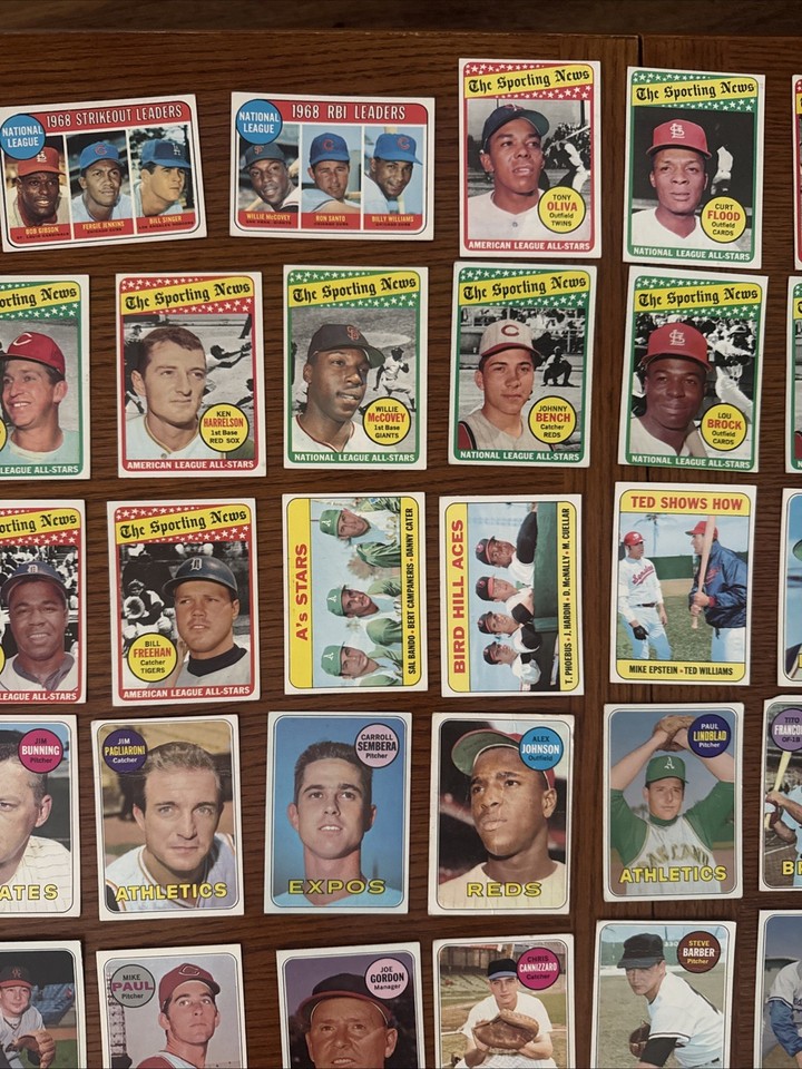LOT OF (185) 1969 TOPPS VINTAGE BASEBALL CARDS STARS ROOKIES GIBSON ...
