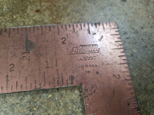 VINTAGE STANLEY NO. 500C COPPER COATED STEEL FRAMING SQUARE 16" X 24 ...