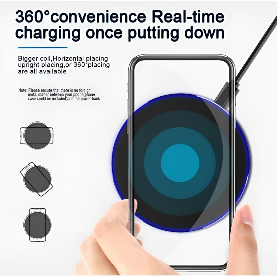 Wireless Fast Charger Charging Pad Dock for Samsung iPhone Android Cell ...