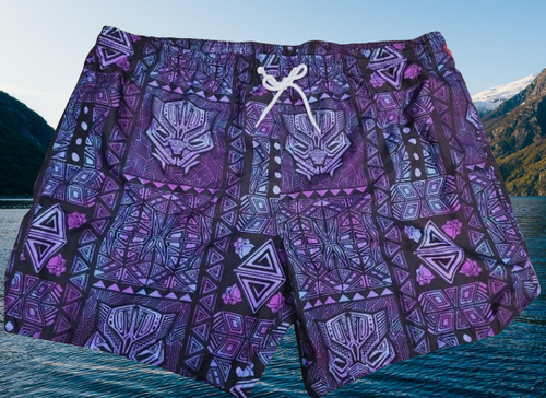 Black Panther Swim Trunks Men Sz Medium L Lined Shorts Marvel 7" Inseam ...