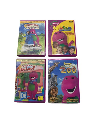 Barney DVDs Lot Of 4, Zoo, Play School, Rhyme Time & Happy Silly ...