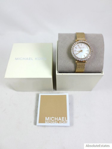 NEW Michael Kors Darci Crystal Gold & White Mother of Pearl Watch ...