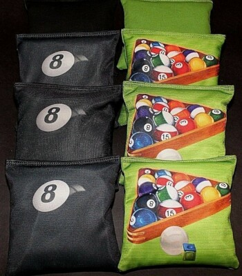 Custom Pool table balls with 8 Ball ACA Regulation Cornhole party bags ...