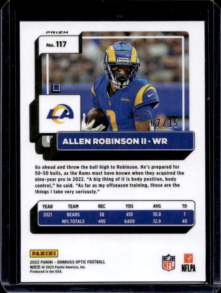 2022 Panini Donruss Optic Allen Robinson II Ice Prizm Parallel #07/15 ...