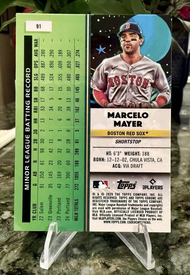 2025 Topps Chrome Cosmic Marcelo Mayer Blue Moon Refractor /99 RC Red ...