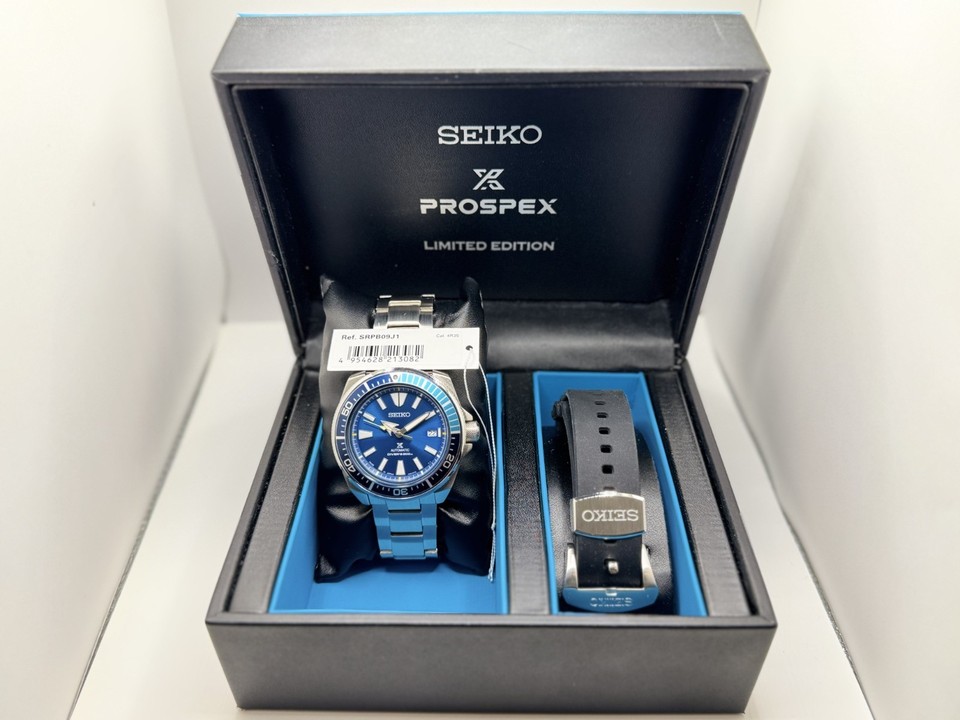 MINT, FullSet Seiko Blue Lagoon Samurai SRPB09J1 7.5" Bracelet Limited ...