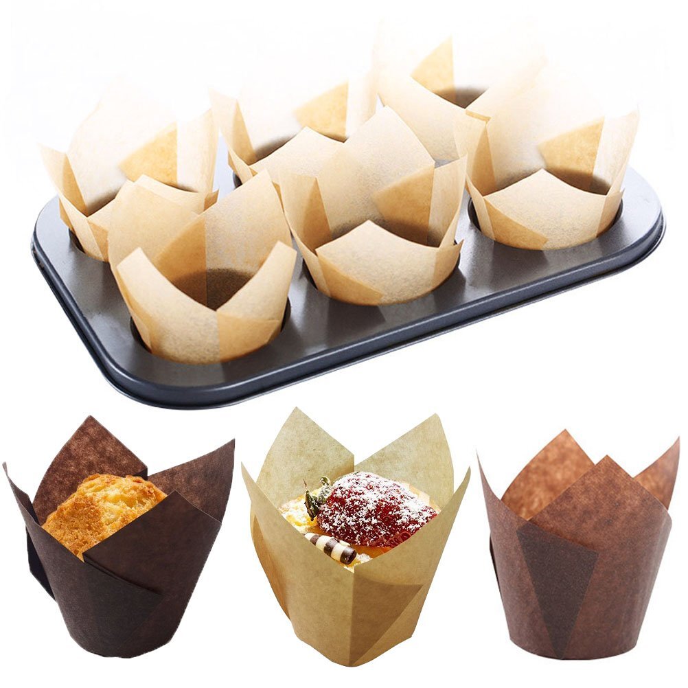 200 Pcs Tulip Cupcake LinersCooyeah Baking Cup Holder Muffin Paper ...